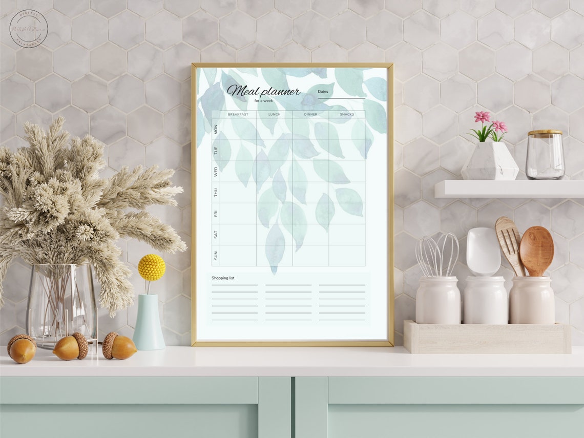 Printable Weekly Meal Planner - Healthy Menu Tracker With Grocery ...