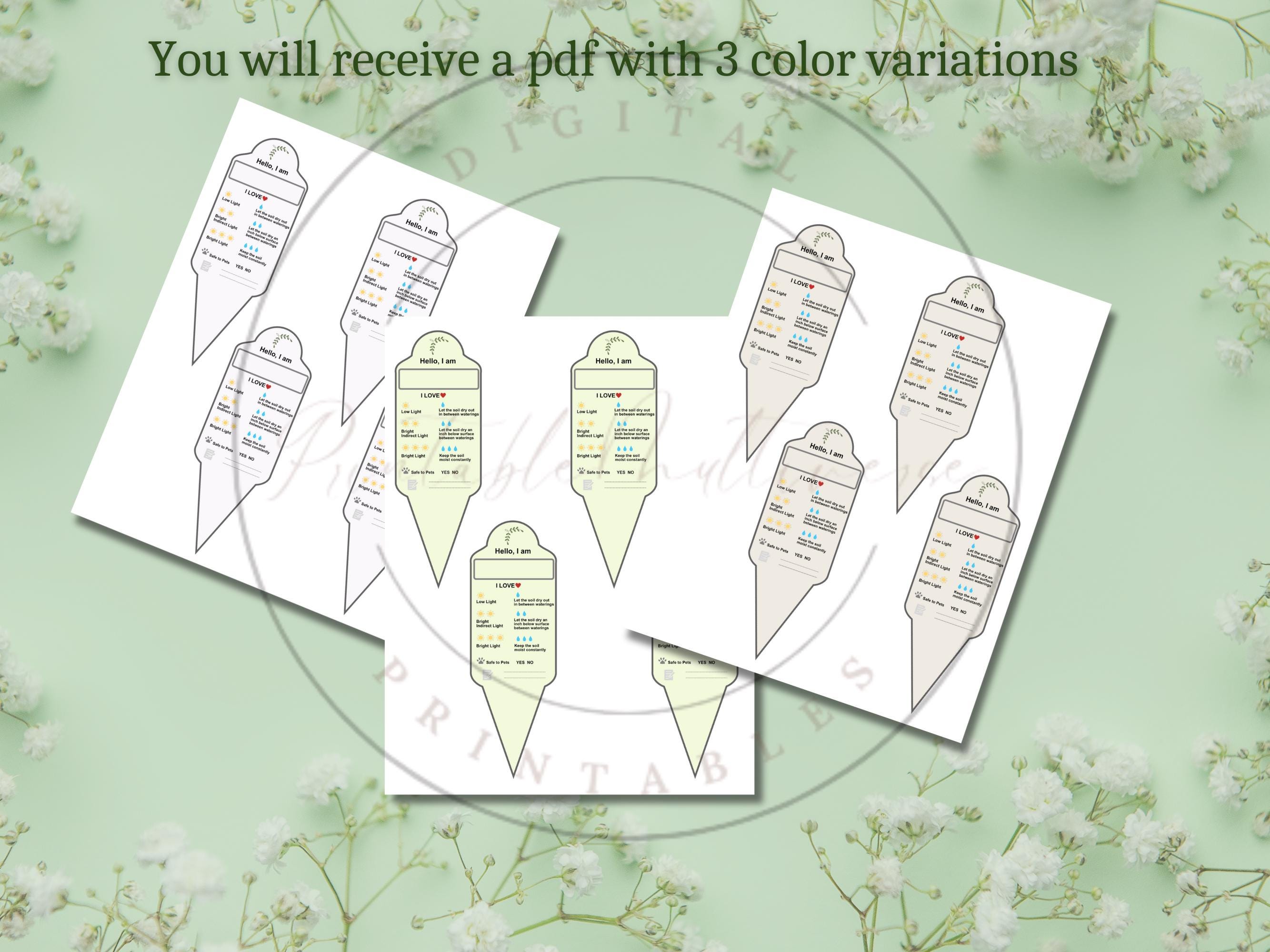 Printable Plant Care Tags - Home Gardening Organizer Labels, Houseplant ...