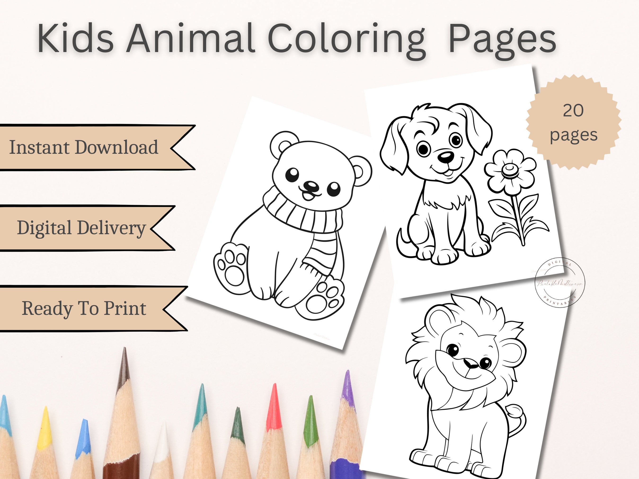 Printable Kids Animal Coloring Pages - Creative Playtime, Fun ...
