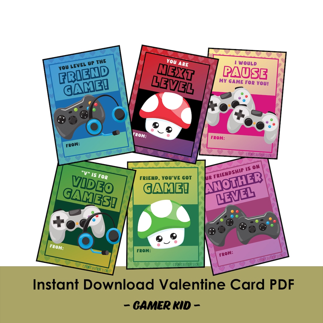 Video Gamer Kid Valentine's Day Cards, Download Valentines, Instant ...