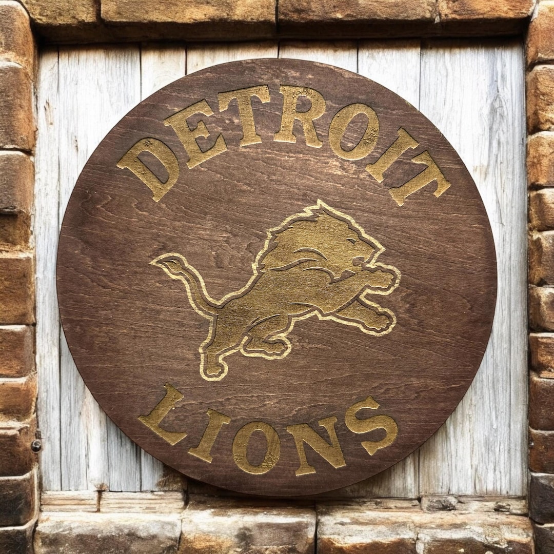 Detroit Lions Round Wood Sign - Custom Laser Engraved Wall Decor - Etsy