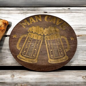 Man Cave Round Wood Sign - Custom Laser Engraved Wall Decor - Etsy