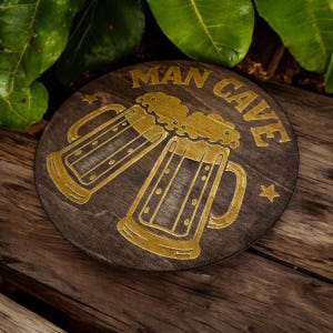 Man Cave Round Wood Sign - Custom Laser Engraved Wall Decor - Etsy
