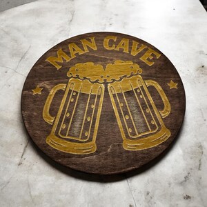 Man Cave Round Wood Sign - Custom Laser Engraved Wall Decor - Etsy