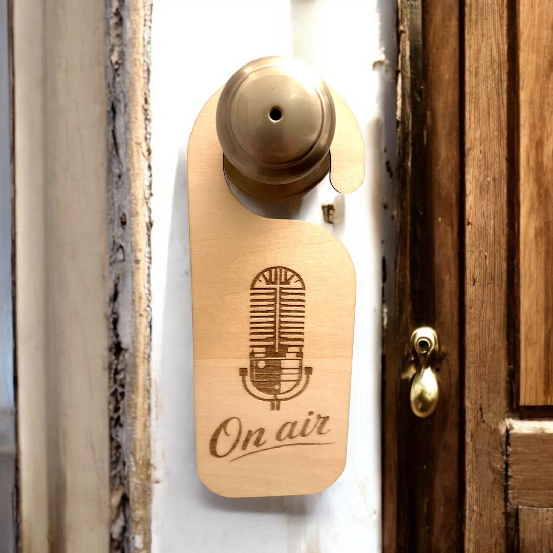 On Air Wooden Door Sign | Laser Engraved Door Hanging Sign - Etsy