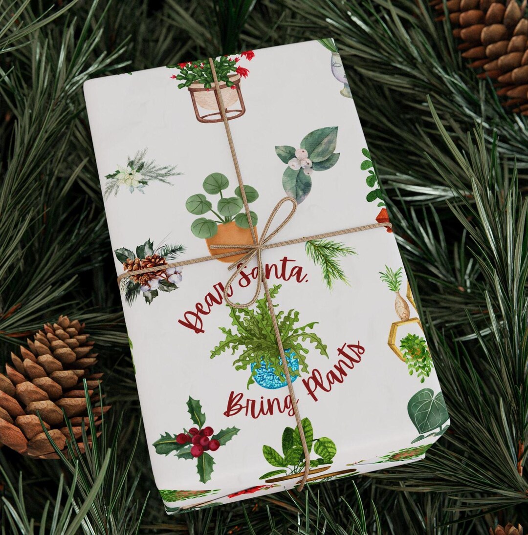Plant Lover Christmas Wrapping Paper: Festive Botanical Gift Wrap - Etsy