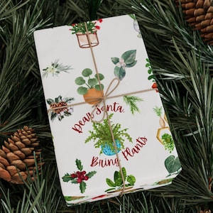Plant Enthusiast Wrapping Papers for Christmas, Festive Holiday Plant ...