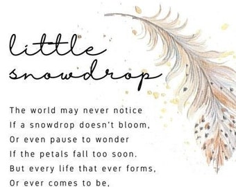 Little Snowdrop Poem Sketch, Miscarriage, Infant Loss Print, 8x10 - Etsy