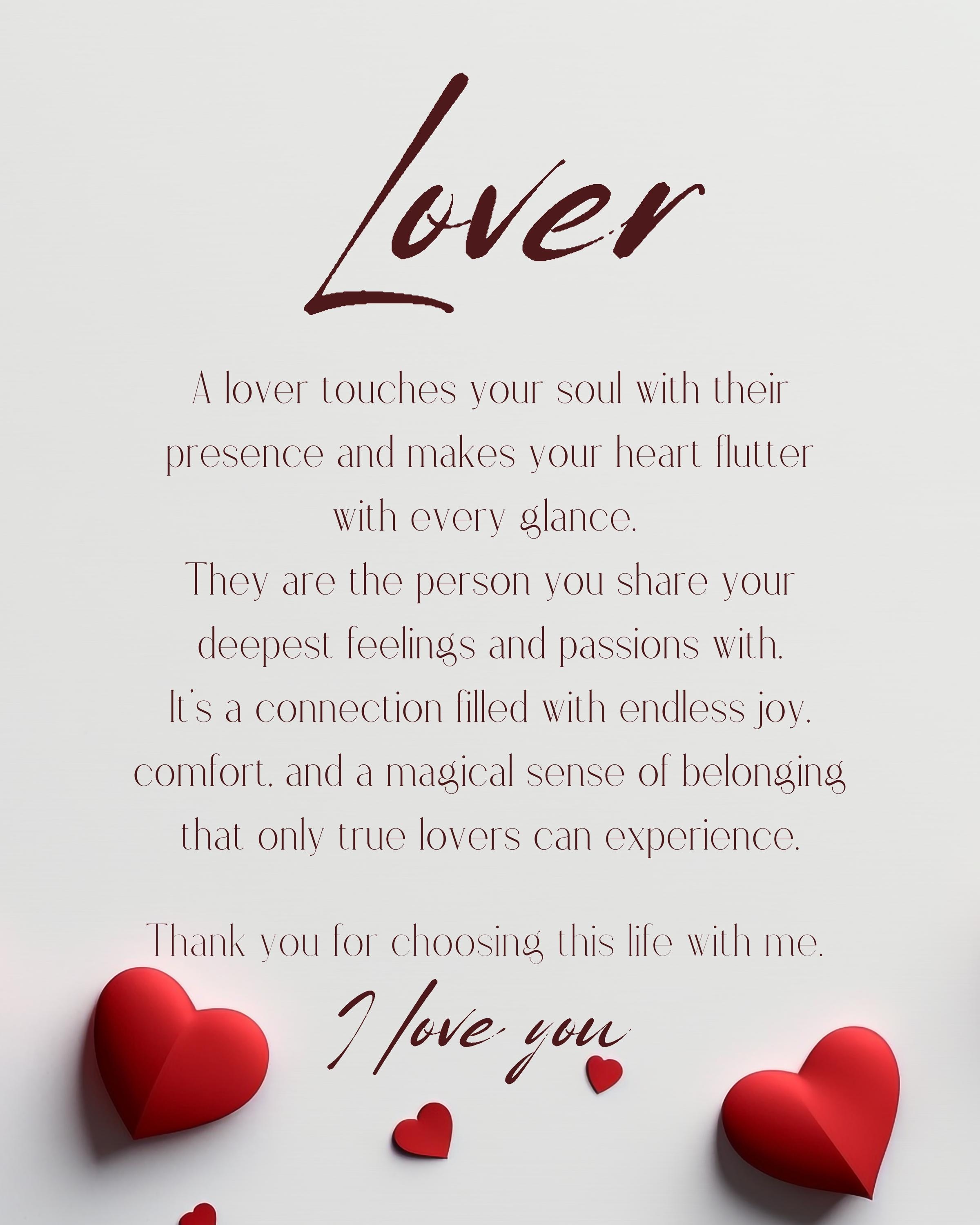 Lover Poem Digital Print – Romantic Quote Wall Art, Sentimental Gift ...