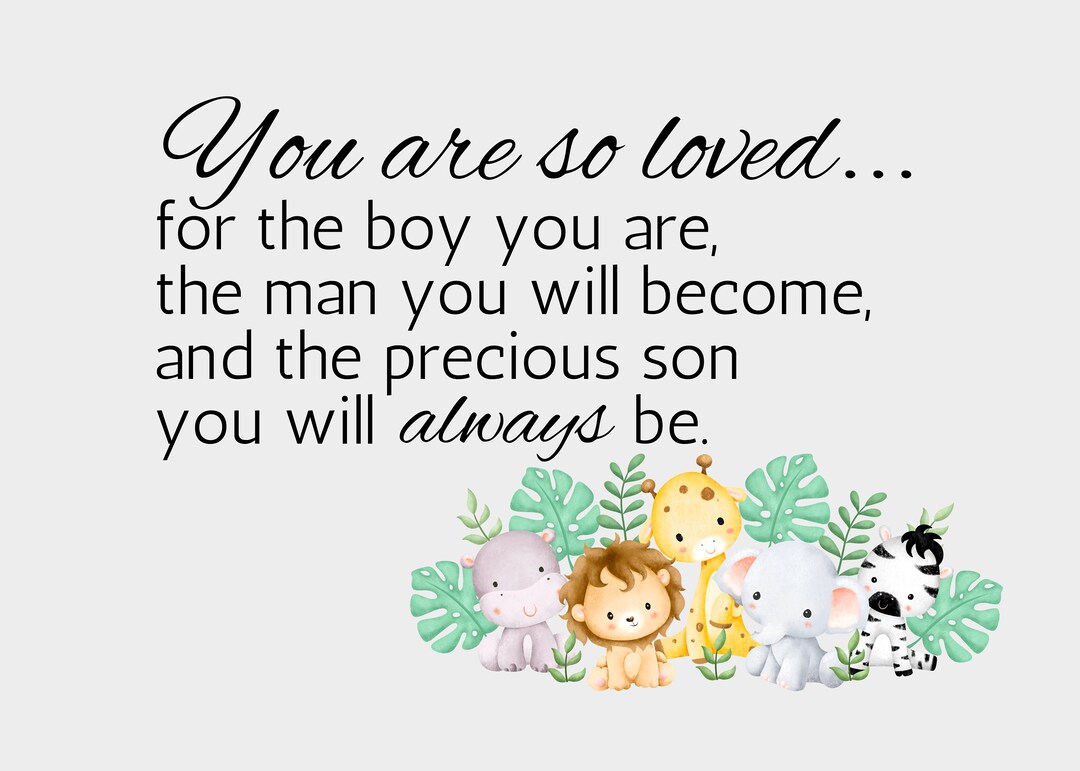 Safari Animals Nursery Print – "you Are so Loved" Son Quote (digital ...