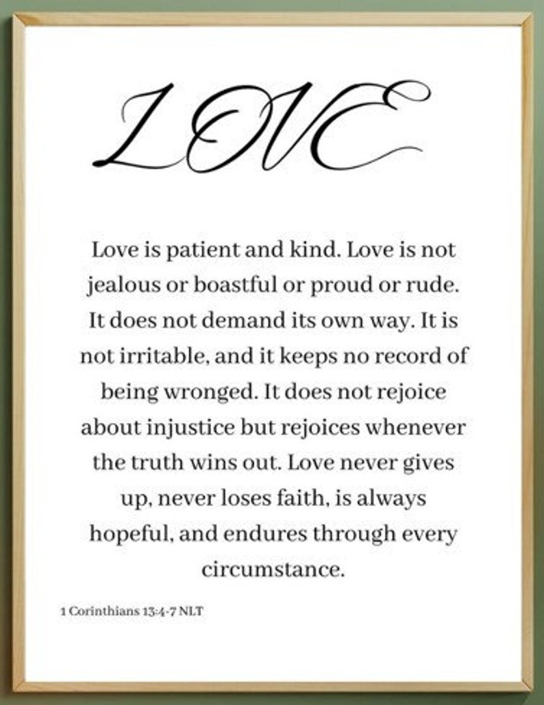 Bible Verse Printable, LOVE, 1 Corinthians 13:4-7, Scripture Wall Art ...