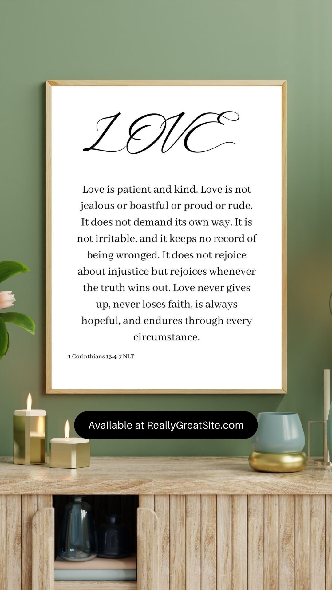 Bible Verse Printable, LOVE, 1 Corinthians 13:4-7, Scripture Wall Art ...