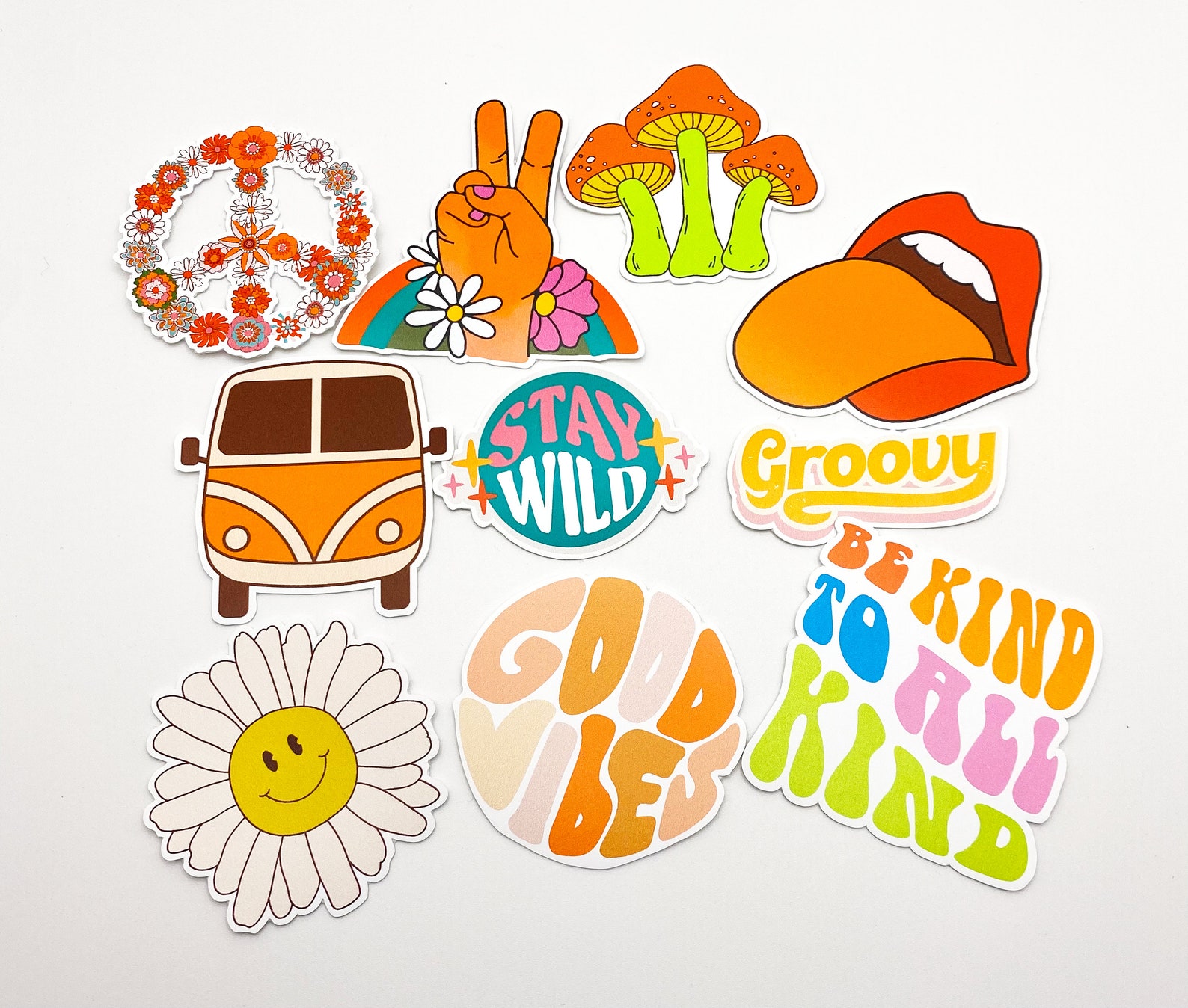 Groovy/hippie/ Vinyl Die Cut Sticker Pack - Etsy
