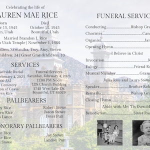 LDS Funeral Program | Editable Blue Template | Celebration of Life ...