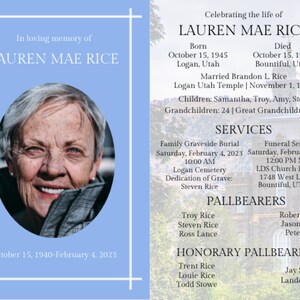 LDS Funeral Program | Editable Blue Template | Celebration of Life ...