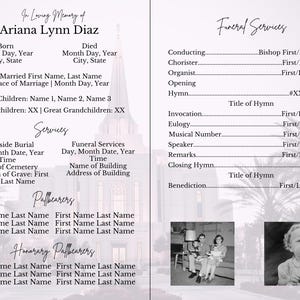LDS Funeral Program | Editable Pink Template | in Loving Memory of ...