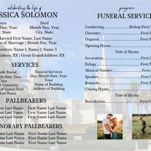 LDS Funeral Program | Editable Green Template | Celebration of Life ...