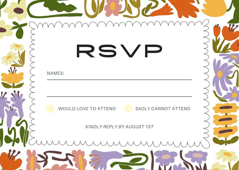 Wedding Invitation & RSVP Card Customizable Template Bundle - Funky ...
