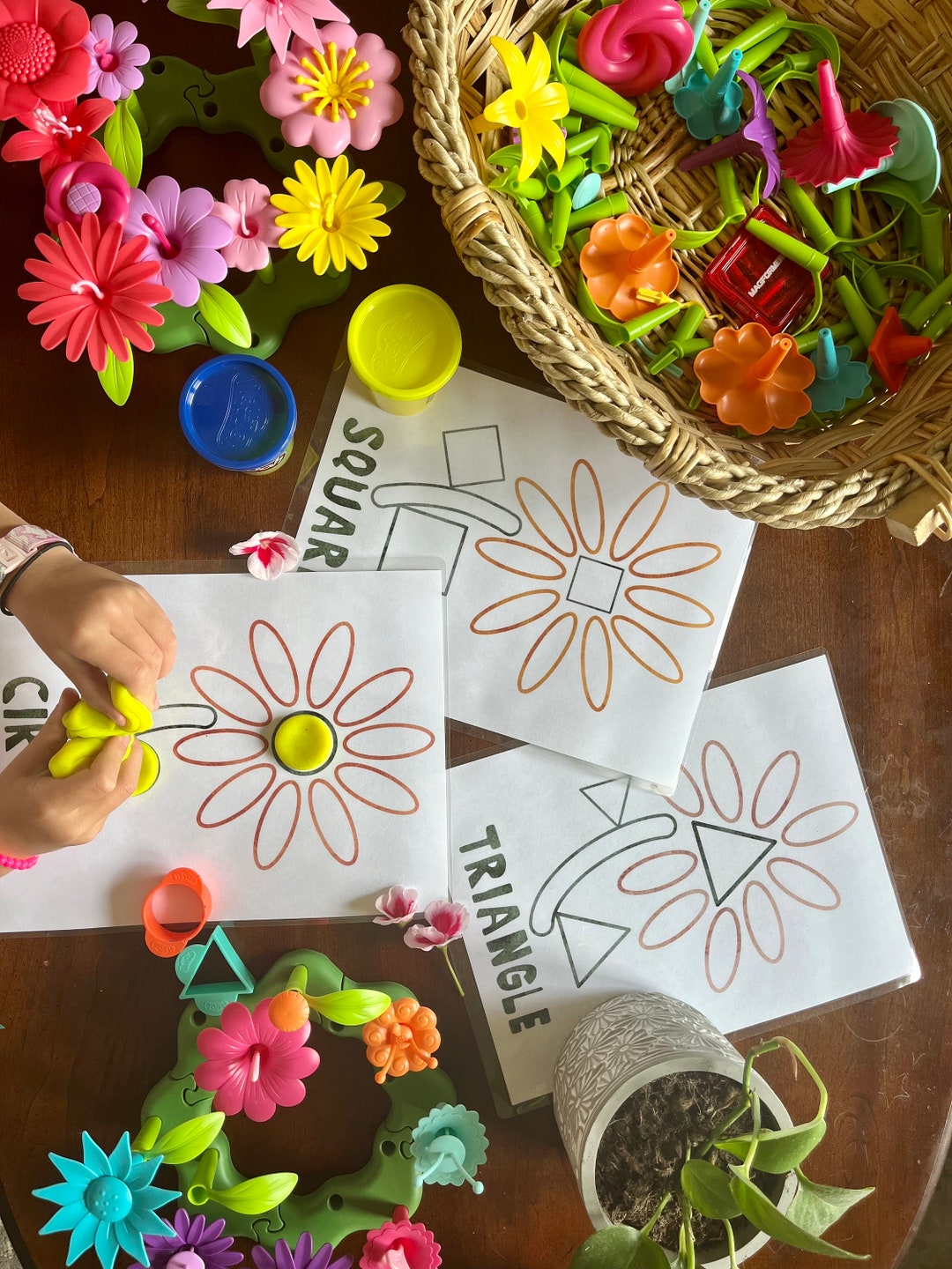 Shapes and Flowers Play Dough Mats - Etsy