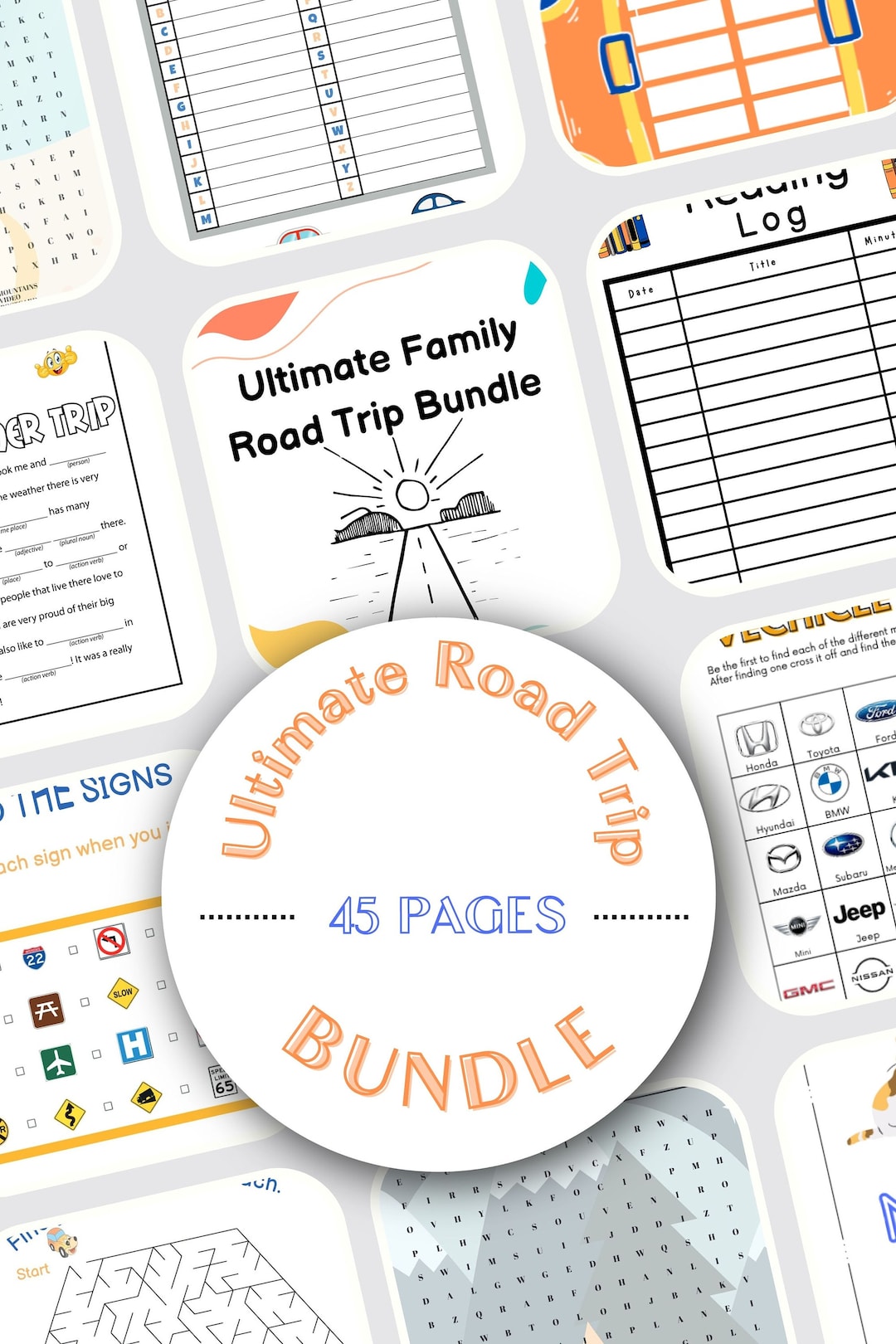 Kids Road Trip Activity Bundle | 45 Pages | Printable | Instant ...