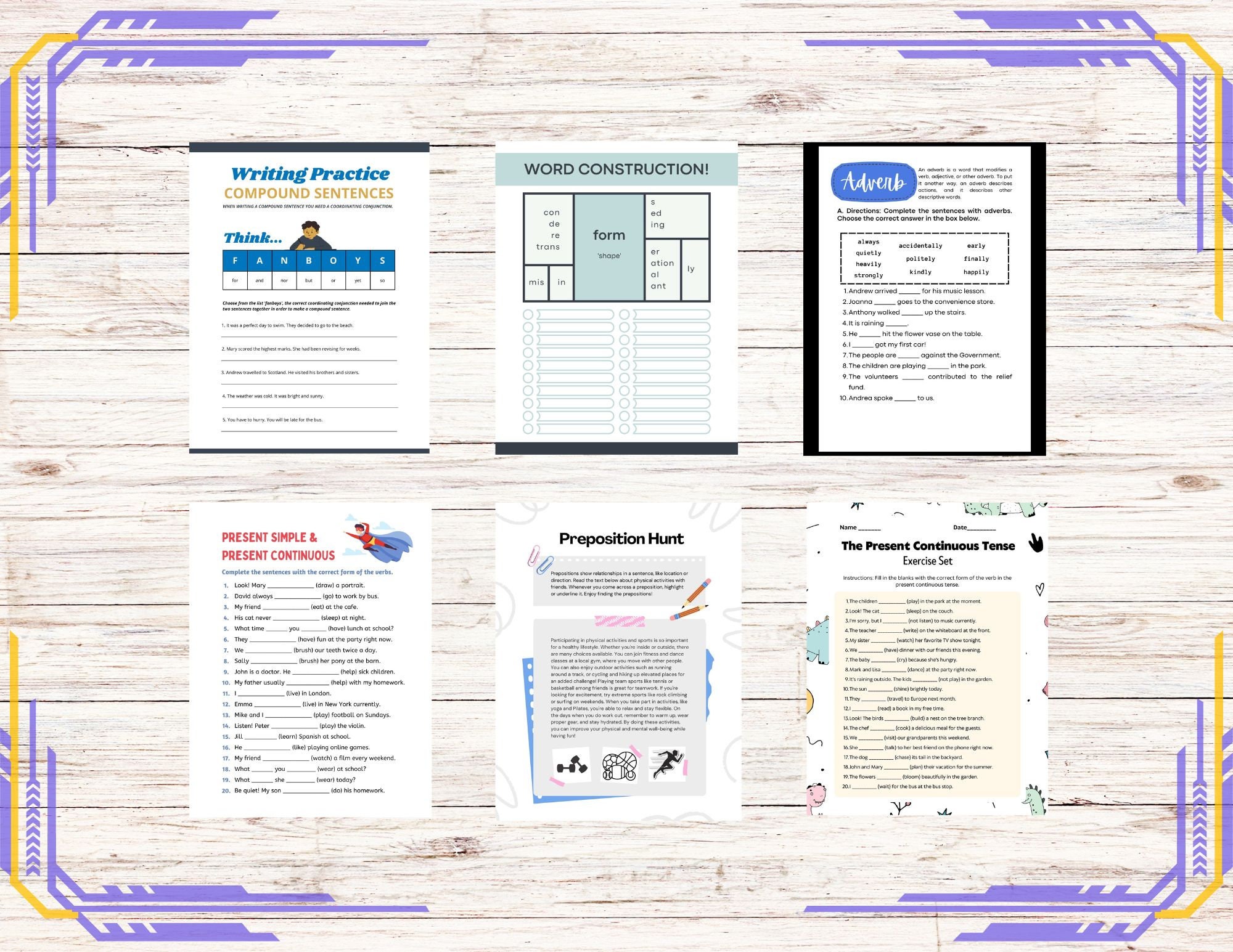 Middle School English Practice/review Worksheets | Printable Bundle ...