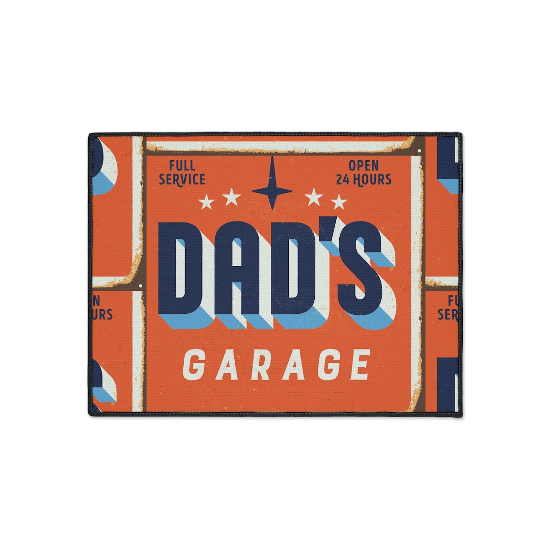 Dad's Garage Themed Heavy Floor Mat, Mancave Essentials, Heavy Duty Mat ...