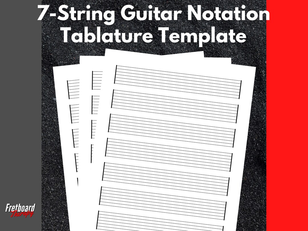 Printable Blank 7-string Guitar Tablature Notation Template for ...