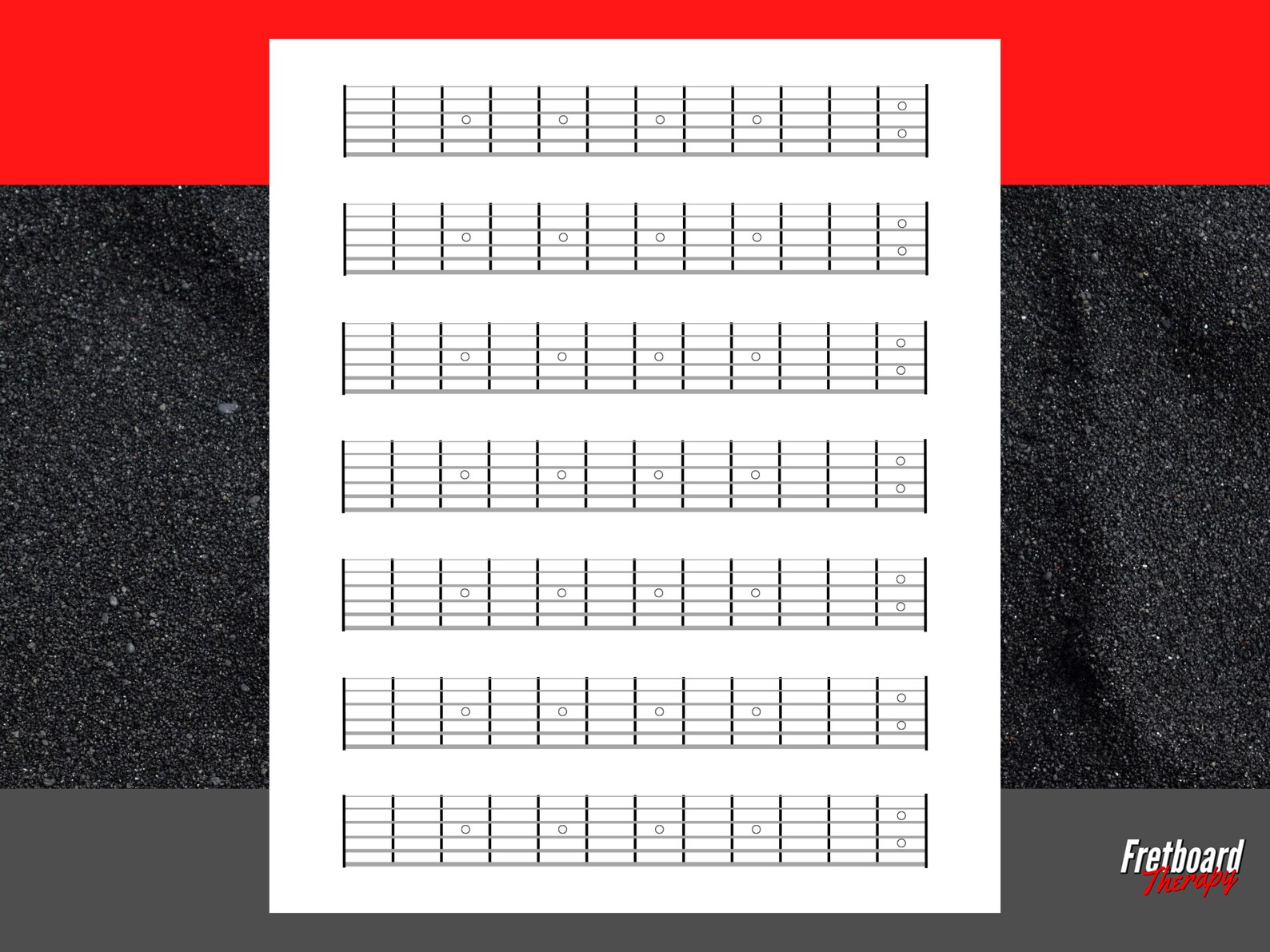 Printable 6 String Guitar Fretboard Notation Diagram Template Paper for ...