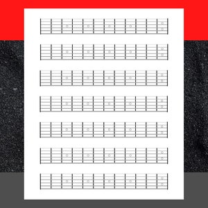 Printable 6 String Guitar Fretboard Notation Diagram Template Paper for ...