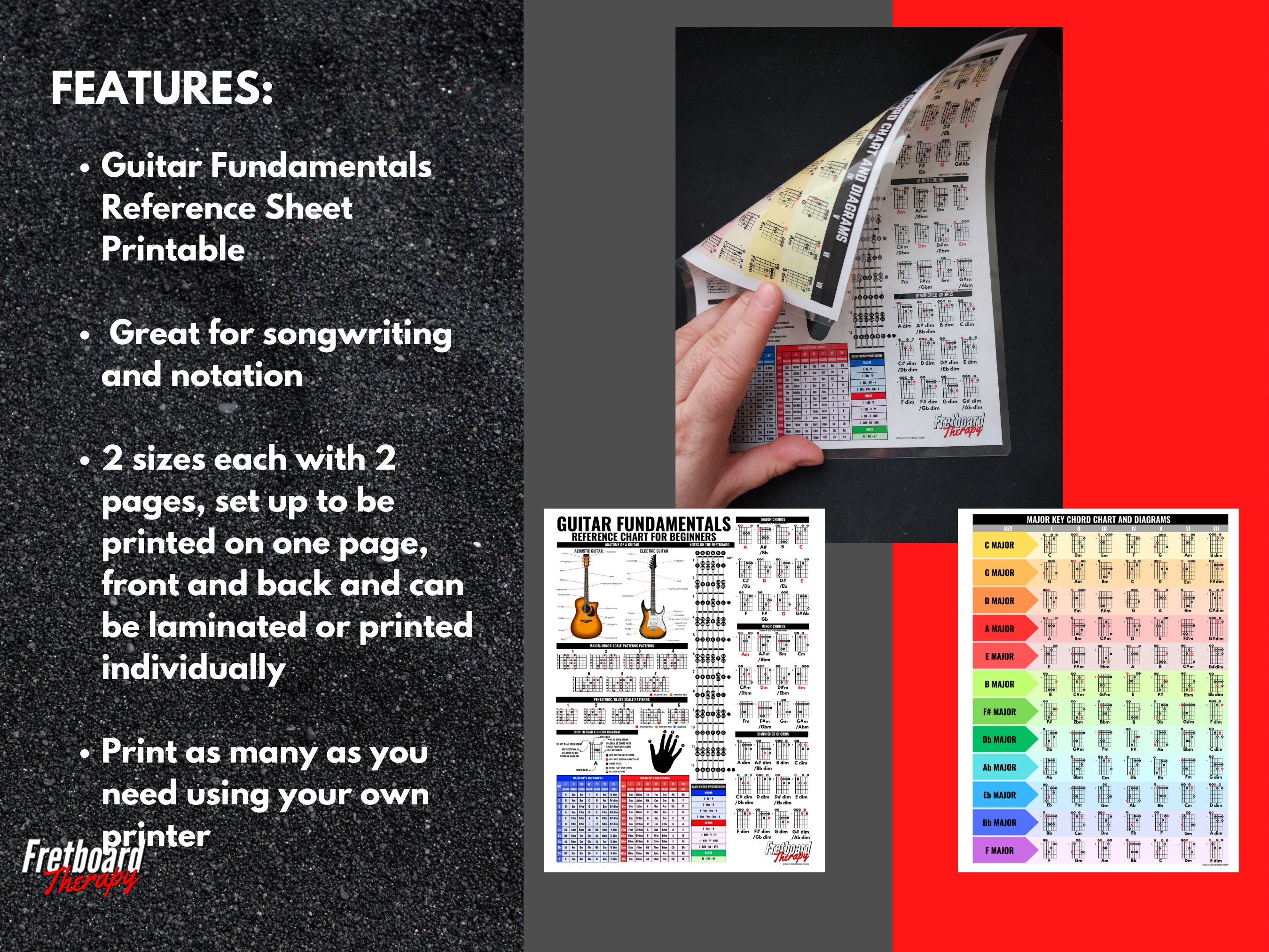 Printable Fundamental Beginner Guitar Reference Guitar Chord - Etsy