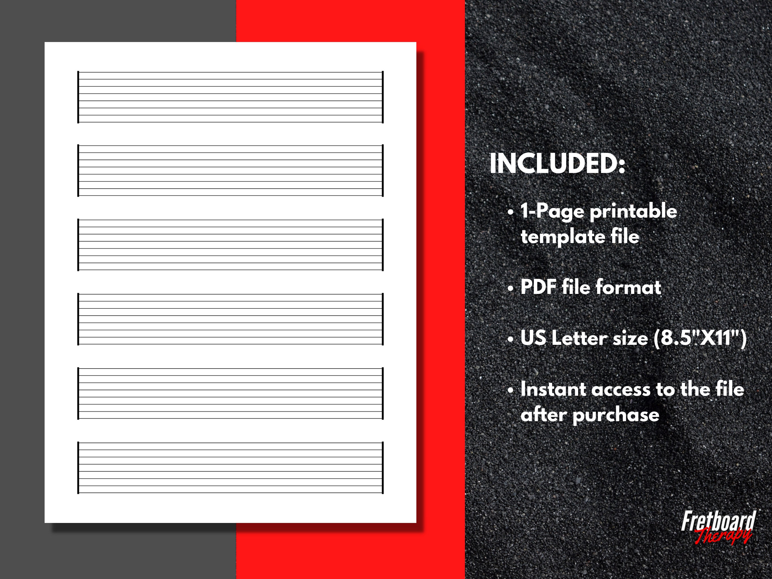 Printable Blank 8-string Guitar Tablature Notation Template - Etsy