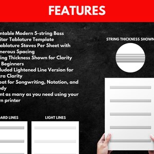 Printable 5-string Bass Guitar Tablature: Blank Tab Paper (PDF) - Etsy ...