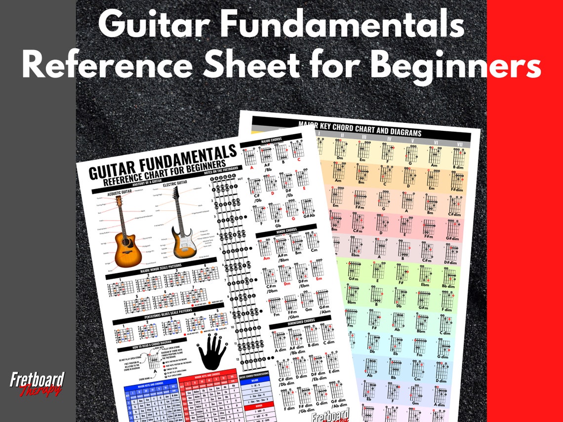 Printable Fundamental Beginner Guitar Reference Guitar Chord Diagram ...