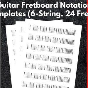 Printable 6 String Guitar Fretboard Notation Diagram Template Paper for ...