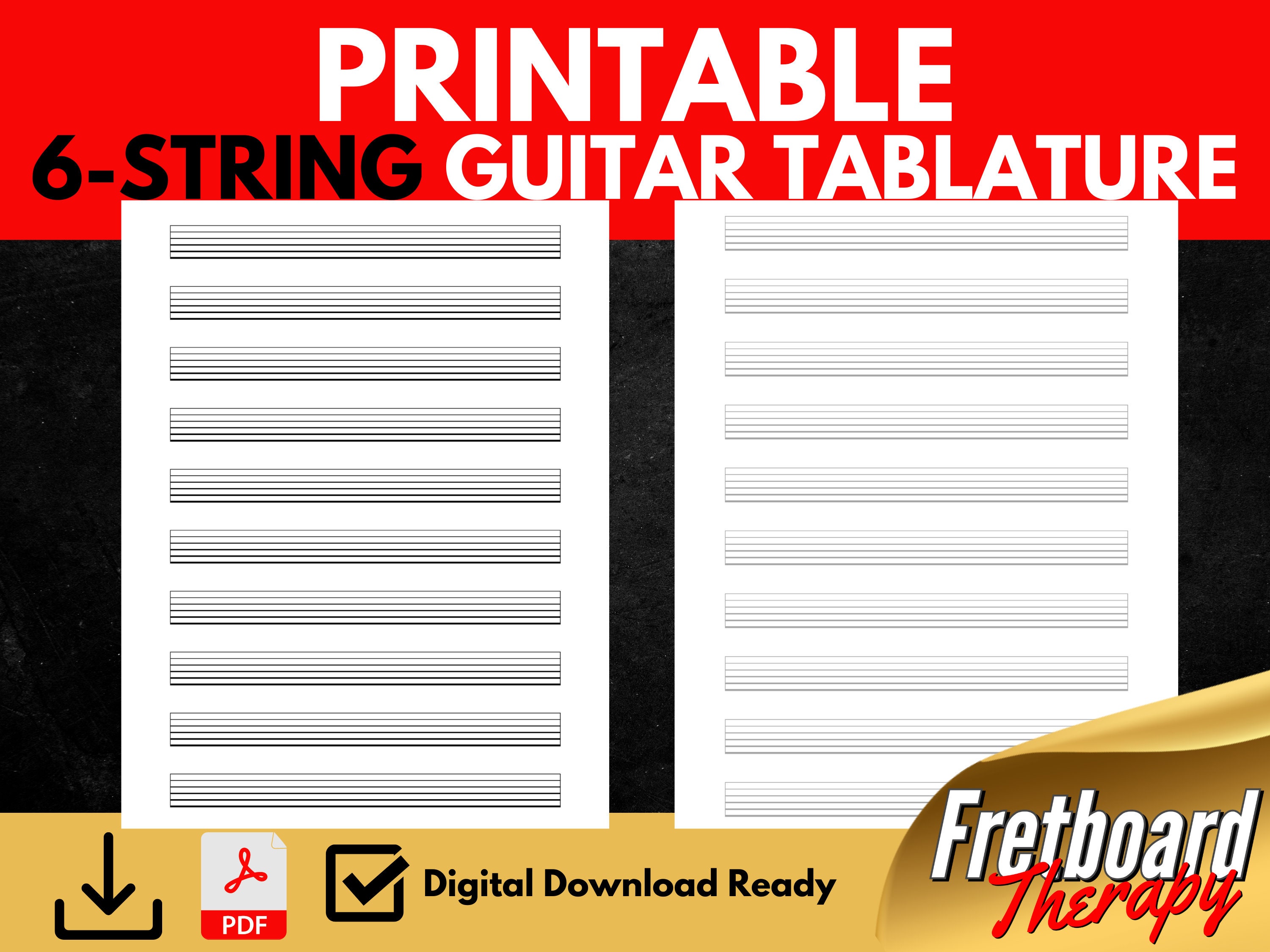 Printable Blank 6-string Guitar Tablature Notation 10 Staves - Etsy