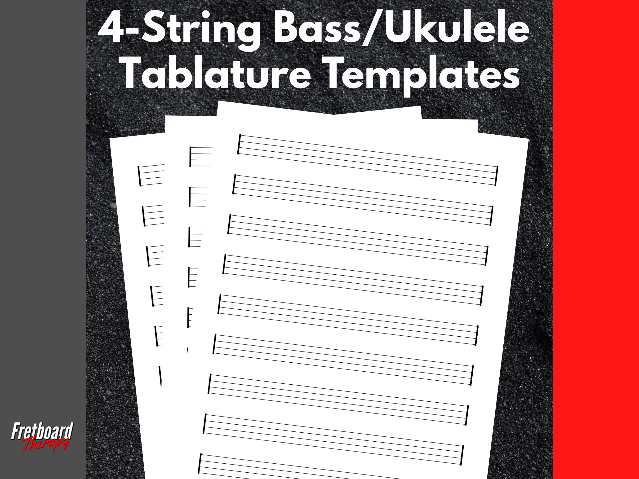 Printable 4 String Bass Ukulele Tablature Notation Diagram Template ...