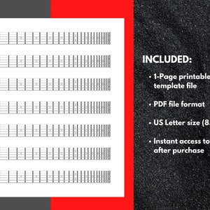 Printable 6 String Guitar Fretboard Notation Diagram Template Paper for ...