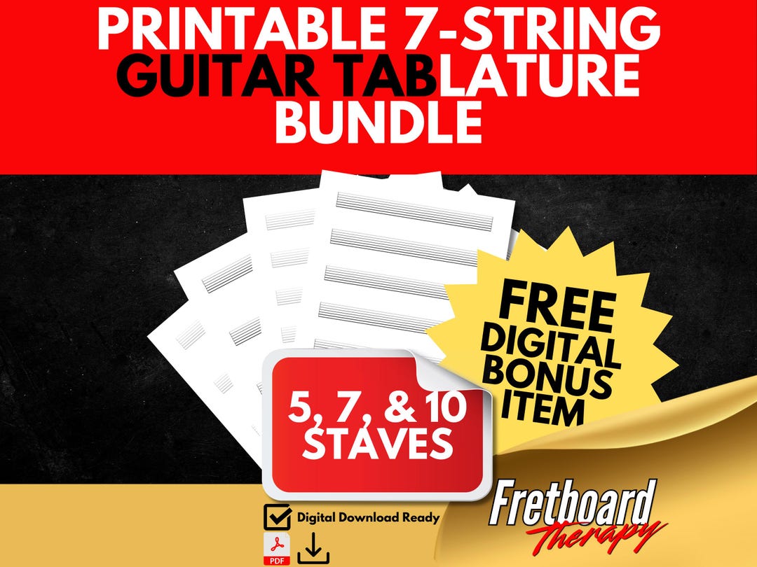 Premium Blank Guitar Tablature Template Bundle – 5, 7, and 10 Stave ...