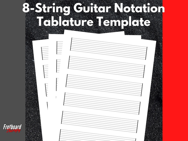 Printable Blank 8-string Guitar Tablature Notation Template - Etsy