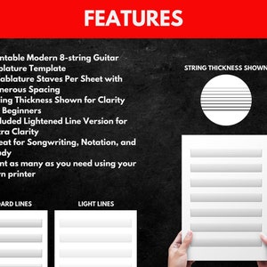 Printable Blank 8-string Guitar Tablature Notation 7 Staves for ...
