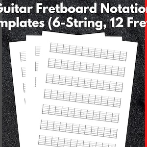 Printable 6 String Guitar Fretboard Notation Diagram Template Paper for ...