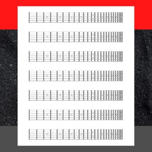 Printable 6 String Guitar Fretboard Notation Diagram Template Paper for ...