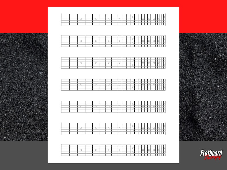 Printable 6 String Guitar Fretboard Notation Diagram Template Paper for ...