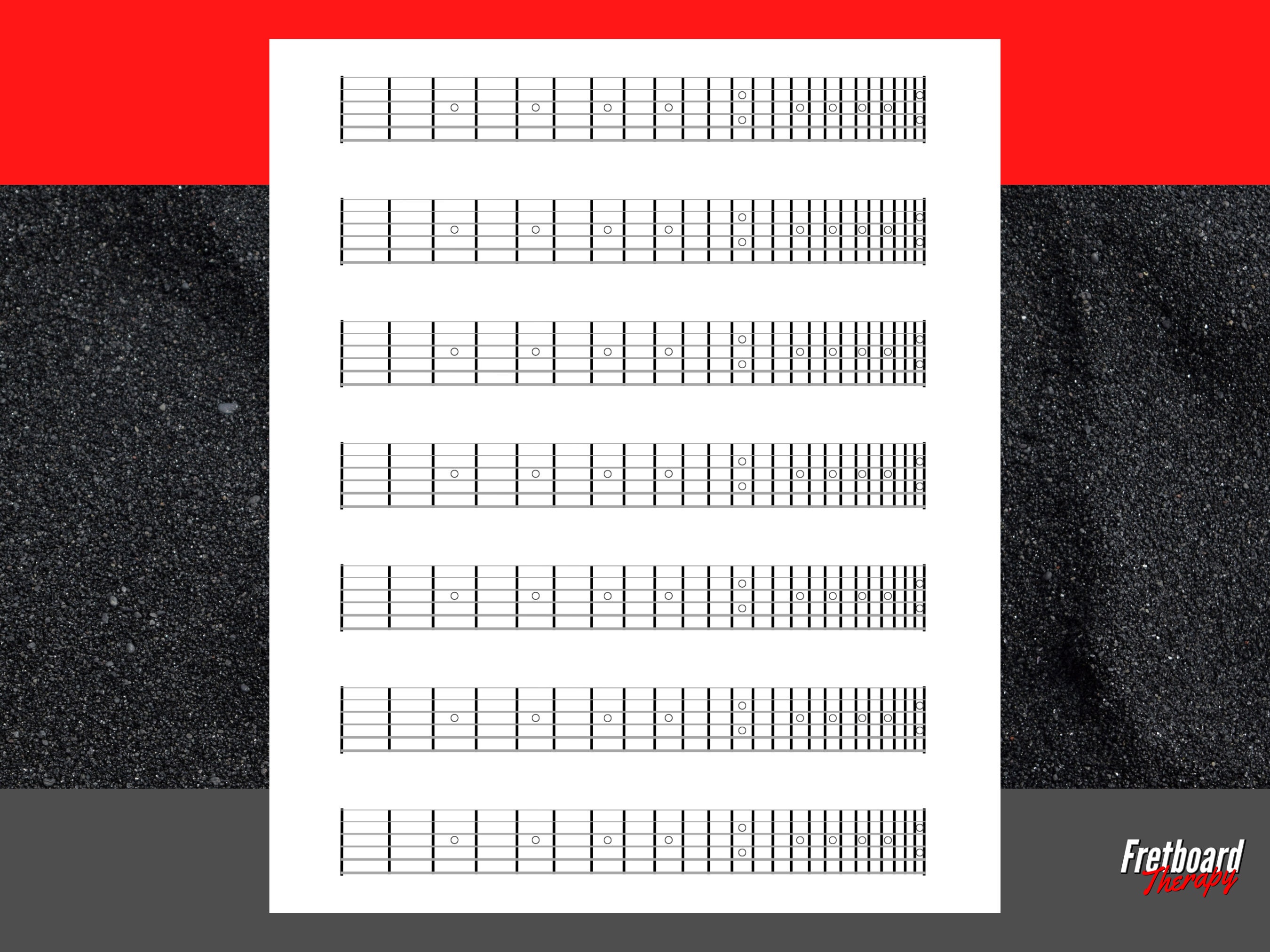 Printable 6 String Guitar Fretboard Notation Diagram Template Paper for ...