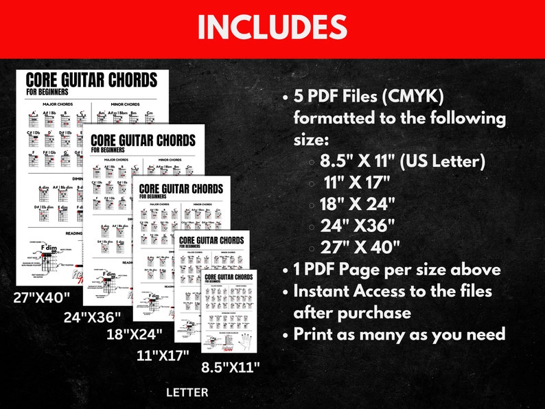 Guitar Chord Poster: Beginner Chord Diagrams (digital Download) - Etsy