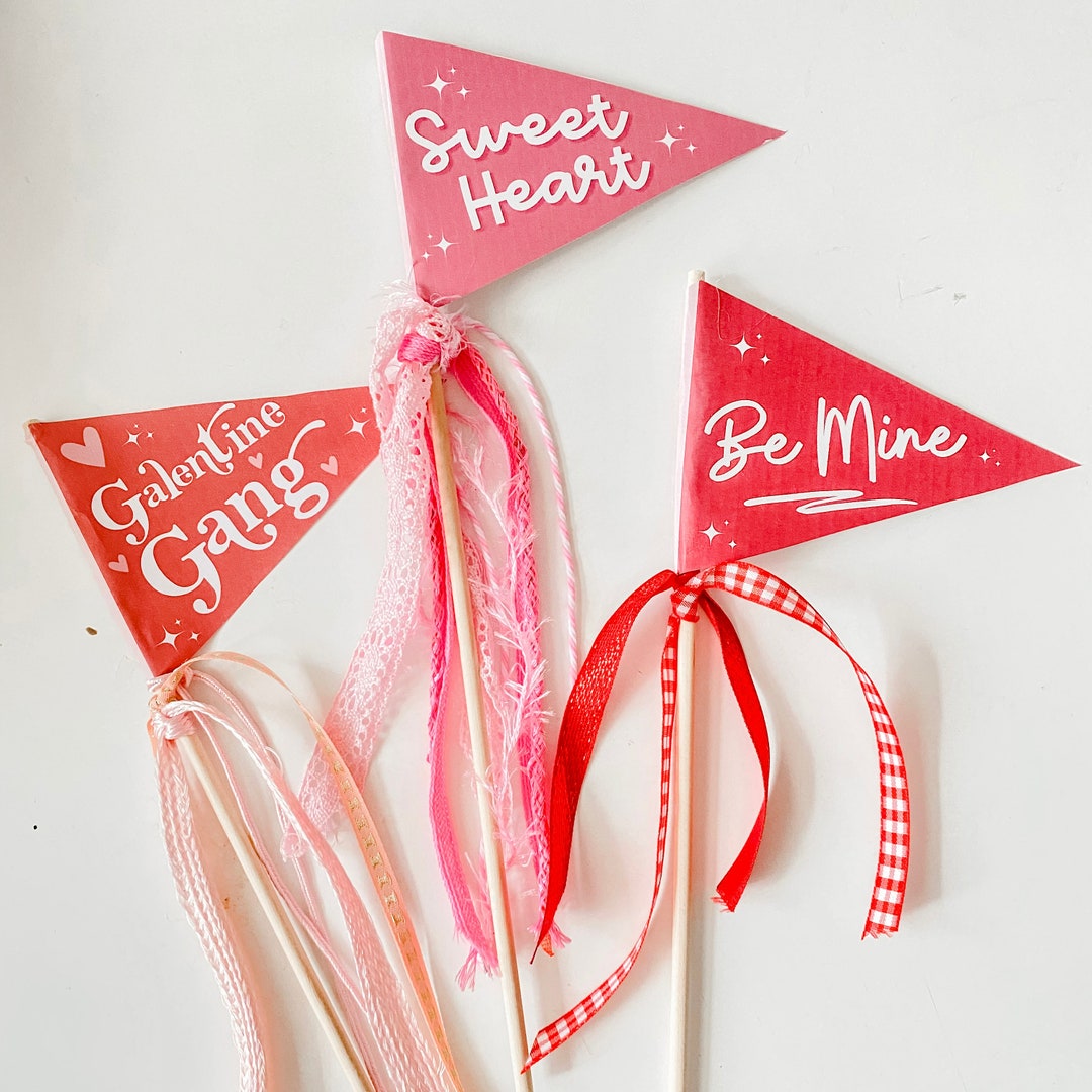 Valentines Day Pennants INSTANT DOWNLOAD Pink Digital Download Party ...
