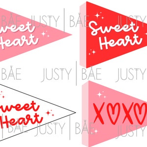 Valentines Day Pennants INSTANT DOWNLOAD Pink Digital Download Party ...