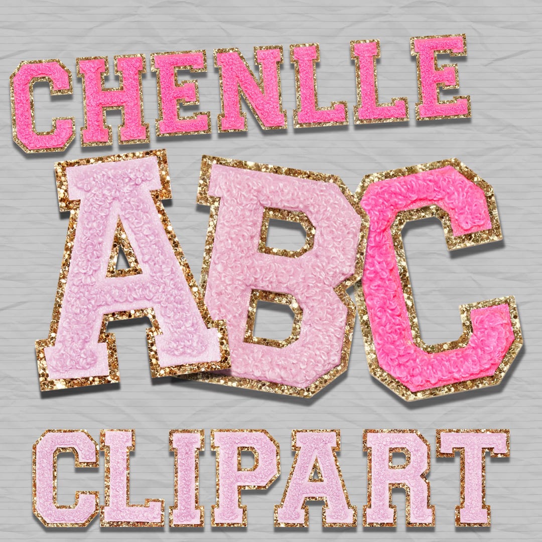 3 Different Shades of Pink Chenille Varsity Letter Clip Art - Etsy