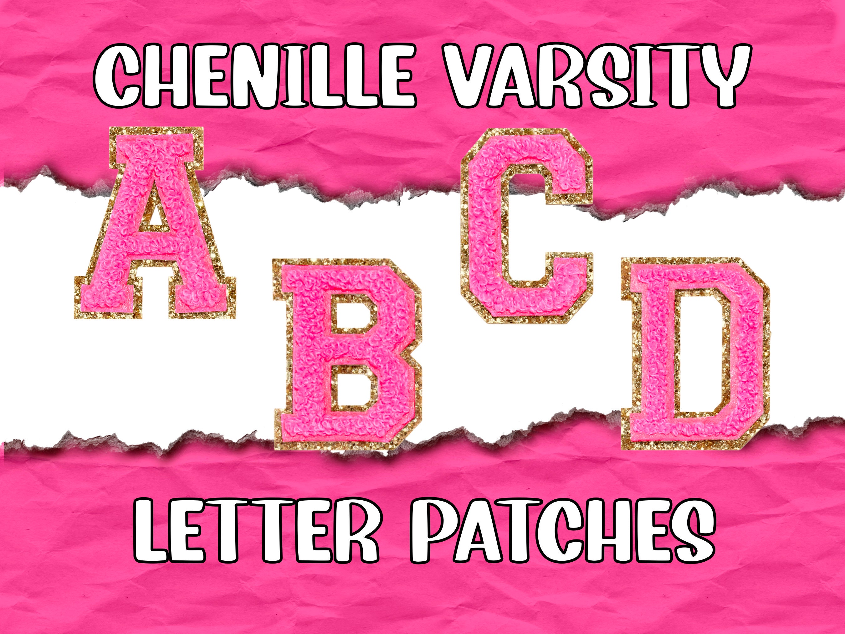 Pink Chenille Varsity Letter Patches Digital Chenille Varsity Letters ...