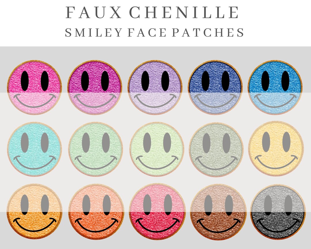 Faux Chenille Smiley Face Patches Chenille PNG Patches - Etsy